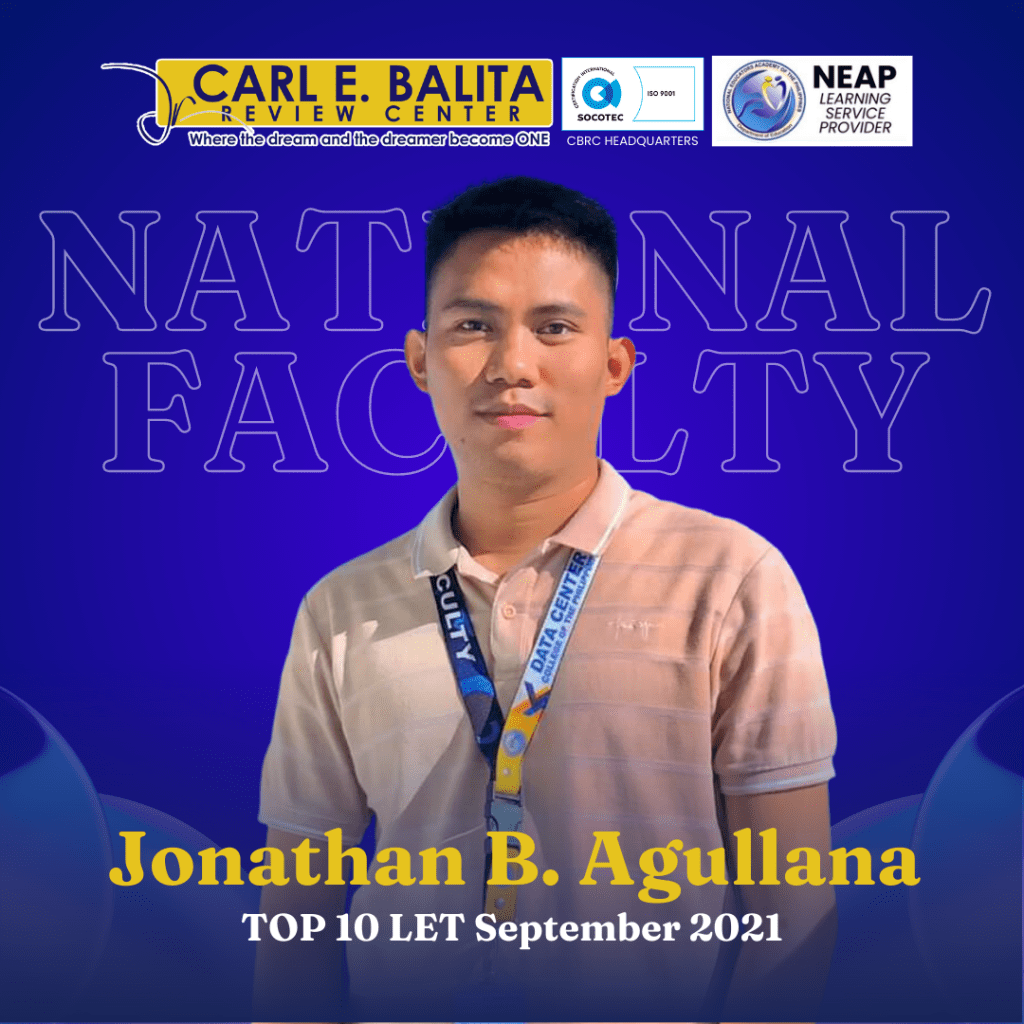 Jonathan Bartolome Agullana - Carl Balita Review Center - CBRC